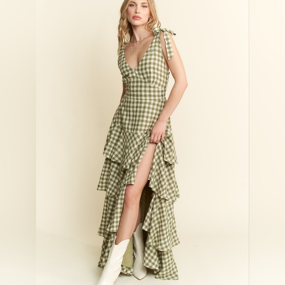 Jade by Jane | Dresses | Jade By Jane Gingham Tiered Maxi Dress | Poshmark